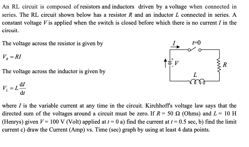 Solved An Rl Circuit Is Composed Of Resistors And Inductors