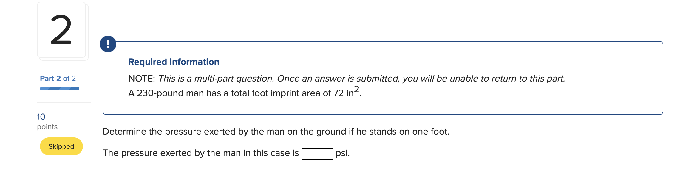 Solved 1 ! Part 1 of 2 Required information NOTE: This is a | Chegg.com