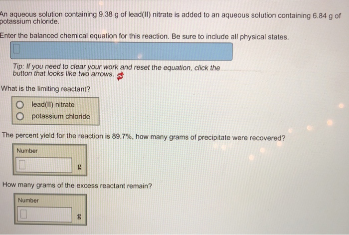 Solved An aqueous solution containing 9.38 g of lead(II) | Chegg.com