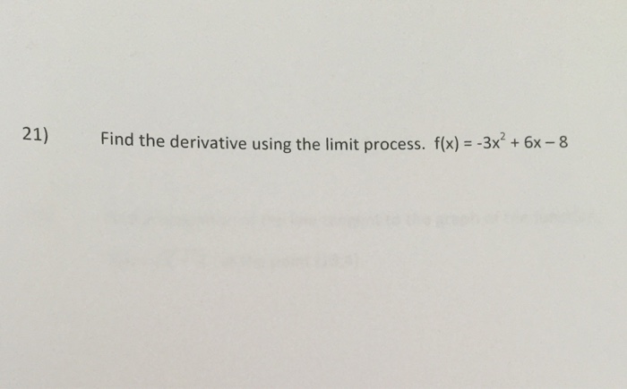Solved Find the derivative using the limit process. F(x) = | Chegg.com