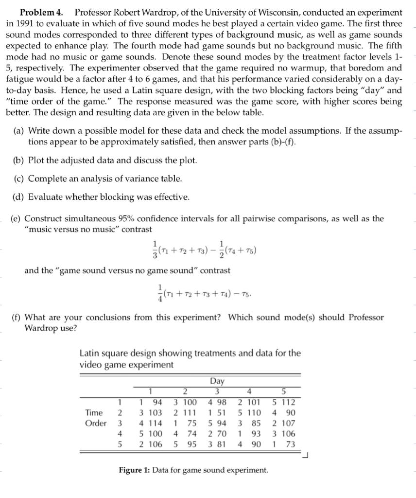 Problem 4. Professor Robert Wardrop, of the | Chegg.com