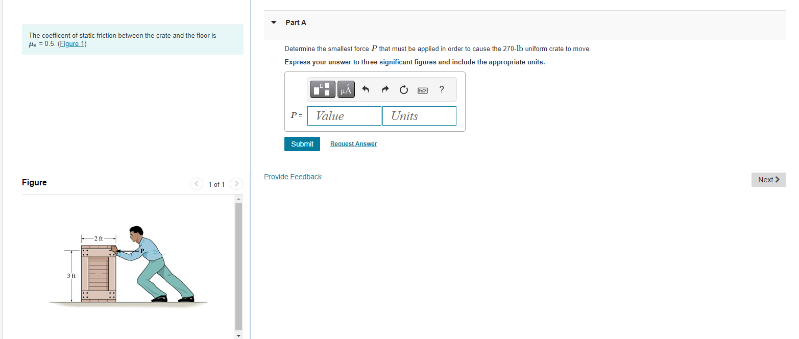 Solved The coefficent of static friction between the crate | Chegg.com