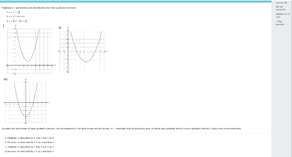 Solved Parabolas I, and III beluw are described by the three | Chegg.com