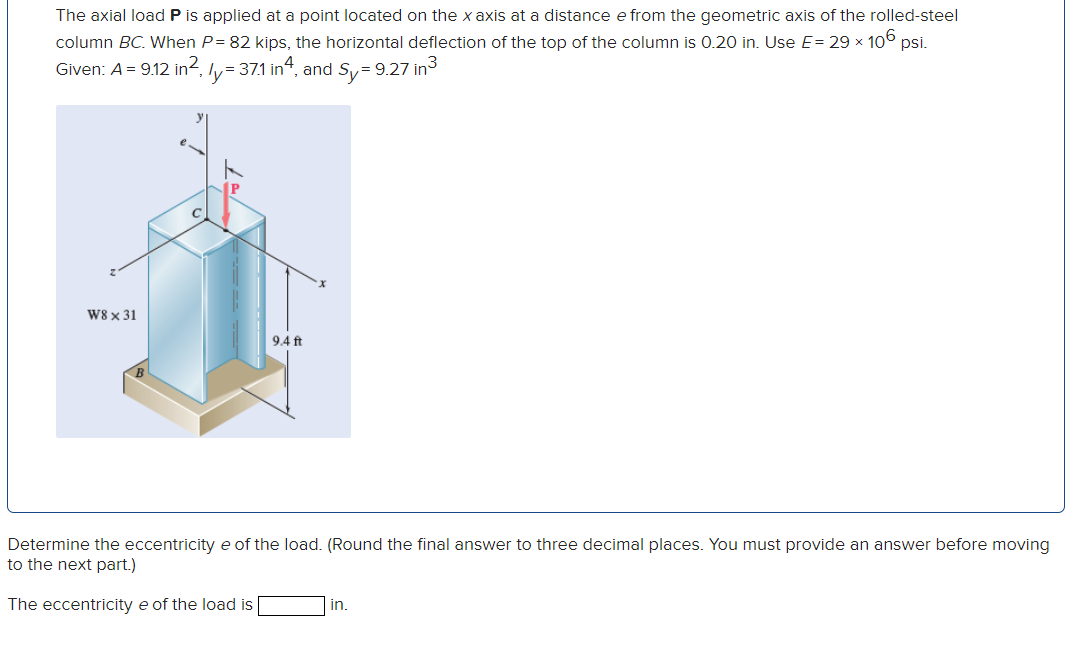 Solved The axial load P is applied at a point located on the | Chegg.com