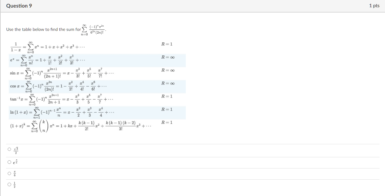 Solved Use the table below to find the sum for | Chegg.com