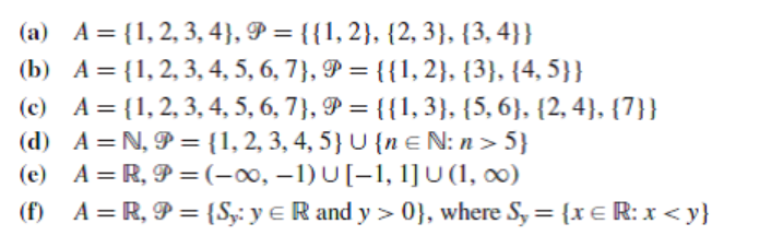 Solved (a) A={1,2,3,4},P={{1,2},{2,3},{3,4}} (b) | Chegg.com