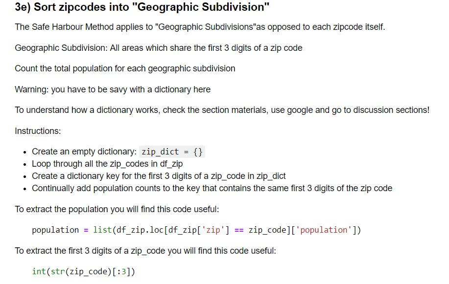 3e) Sort zipcodes into "Geographic Subdivision" The | Chegg.com