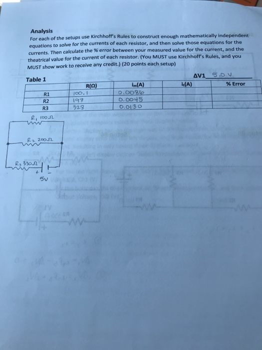 Solved Analysis For each of the setups use Kirchhoff's Rules | Chegg.com