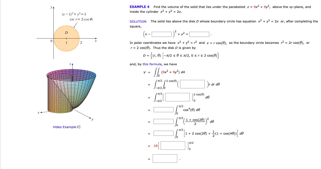 Solved EXAMPLE 4 Find the volume of the solid that lies | Chegg.com