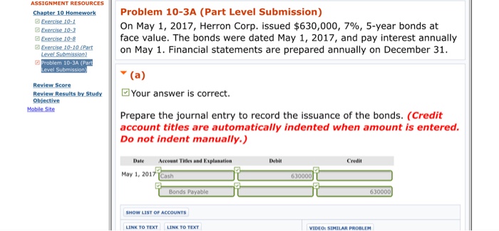 Solved ASSIGNMENT Chapter 10 HomeworkProblem 10-3A (Part | Chegg.com