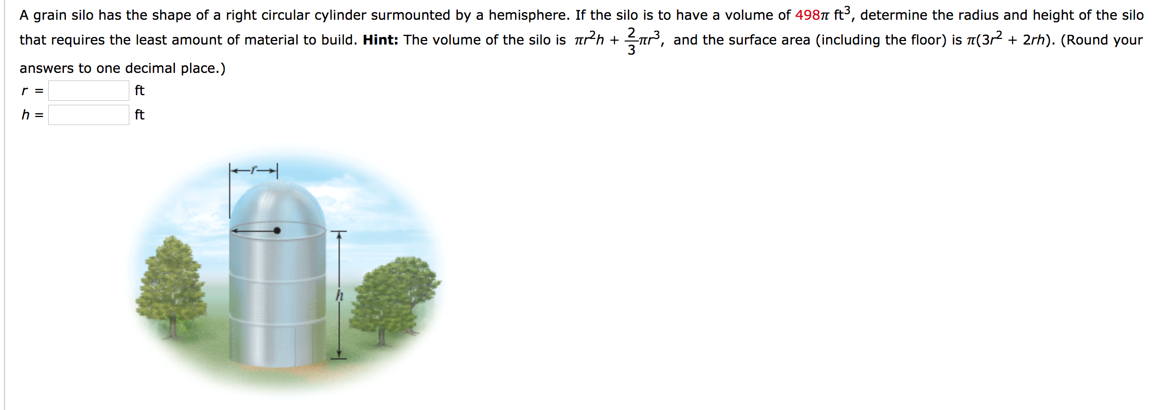 Solved A grain silo has the shape of a right circular | Chegg.com