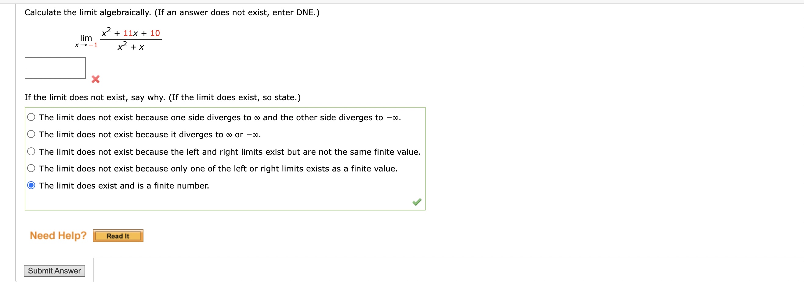 Solved Calculate The Limit Algebraically If An Answer Does 4615