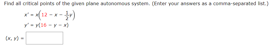 Solved Find all critical points of the given plane | Chegg.com