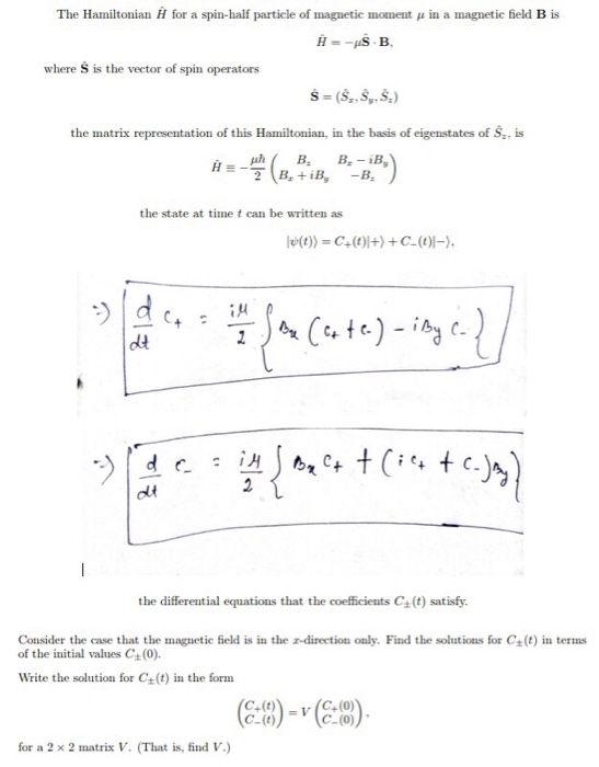 Solved The Hamiltonian H for a spin-half particle of | Chegg.com