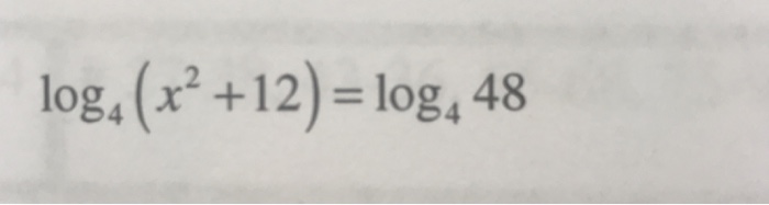 Solved log, (x2 +12) = log,48 | Chegg.com