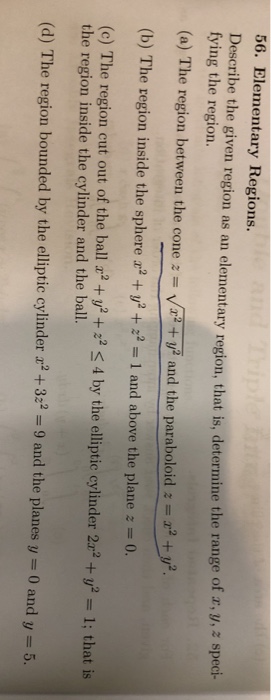 Solved 56. Elementary Regions. Describe the given region as | Chegg.com