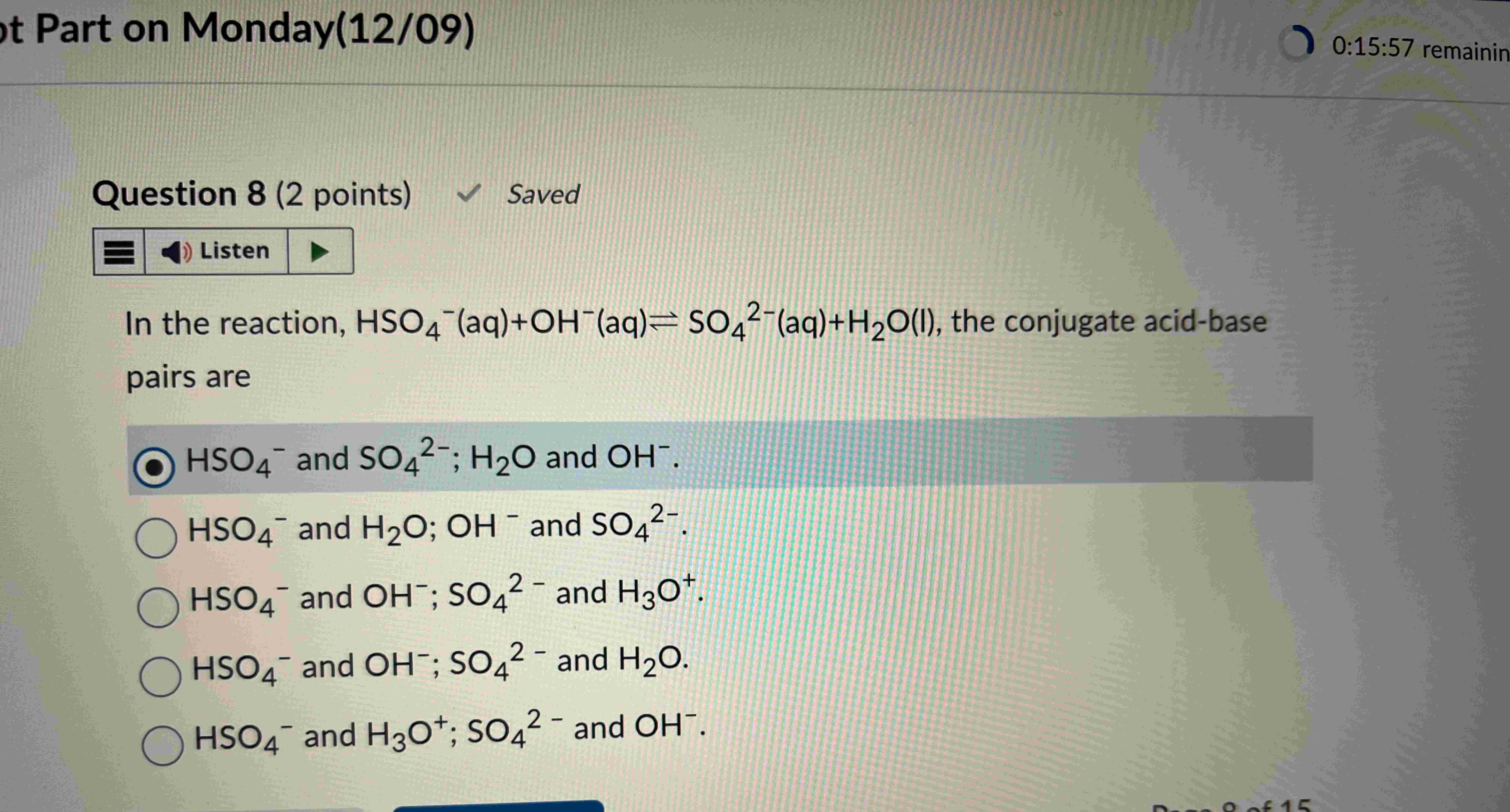 Solved Question 8 (2 ﻿points)In ﻿the reaction, | Chegg.com