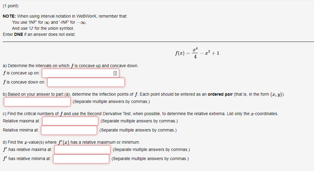 Solved (1 point) NOTE: When using interval notation in | Chegg.com