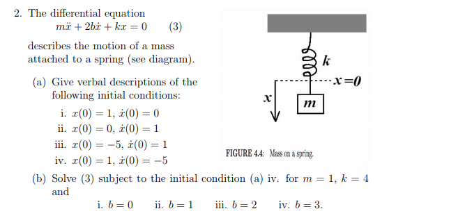 Solved 2. The differential equation describes the motion of | Chegg.com