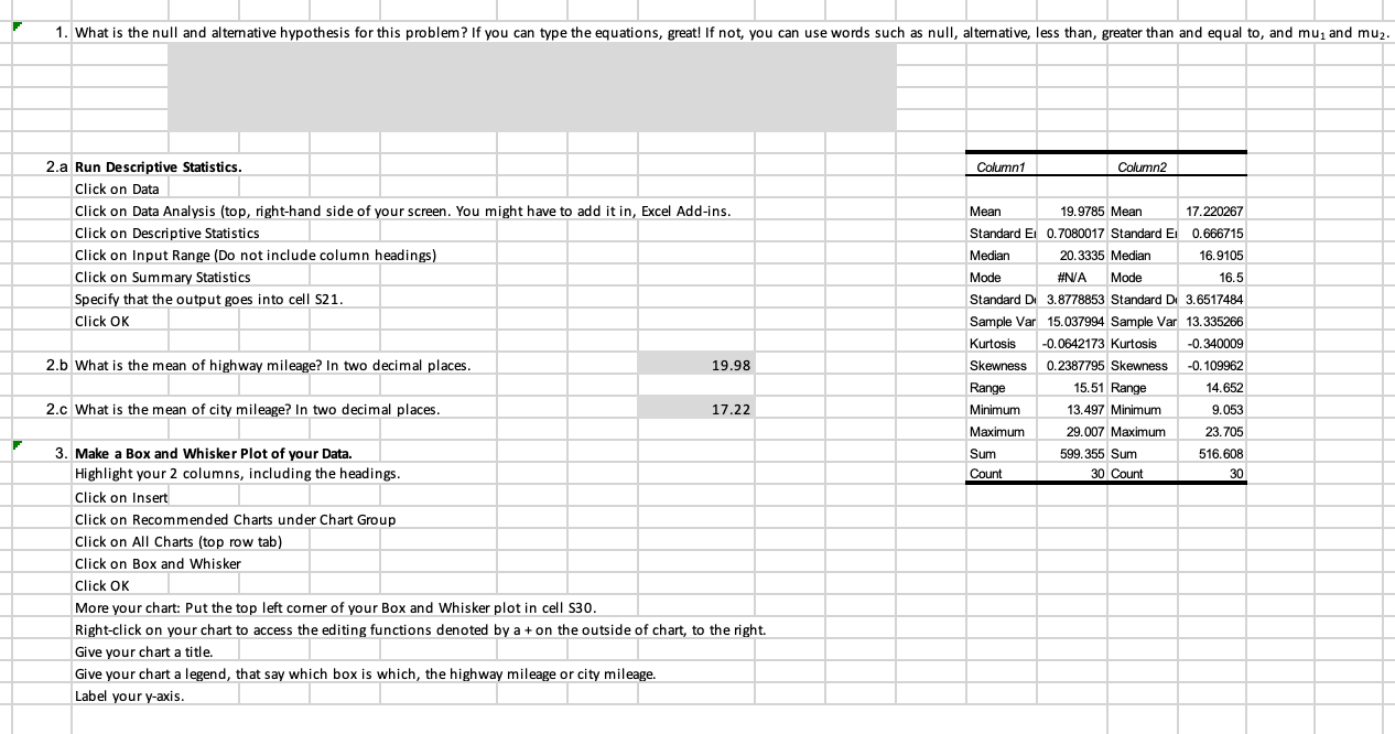 Solved For full credit, show all Excel outputs (such as | Chegg.com
