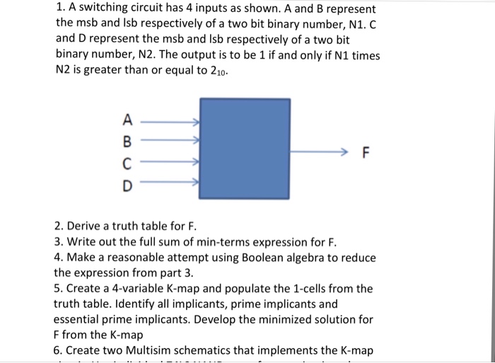 Solved 1. A switching circuit has 4 inputs as shown. A and B | Chegg.com