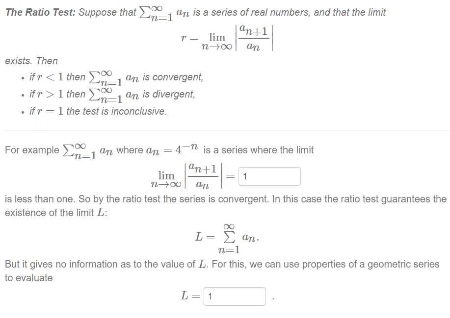 Solved lim The Ratio Test: Suppose that no 1 an is a series | Chegg.com
