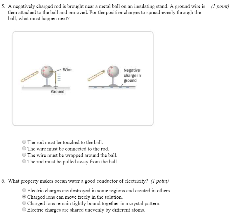 Solved 5. A negatively charged rod is brought near a metal | Chegg.com