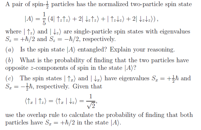 Solved A pair of spin-3 particles has the normalized | Chegg.com