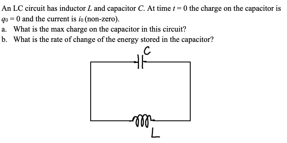 Solved = An LC circuit has inductor L and capacitor C. At | Chegg.com