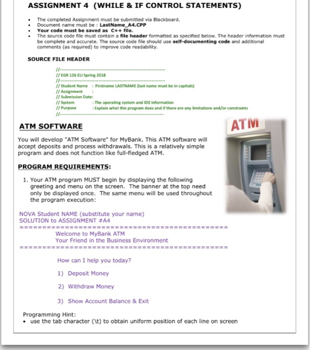 Solved ASSIGNMENT 4 (WHILE & IF CONTROL STATEMENTS) . The | Chegg.com