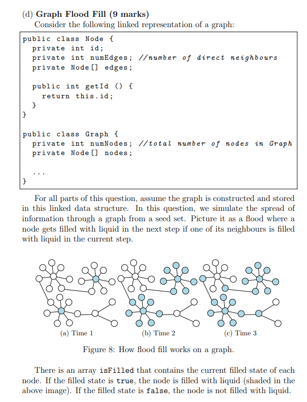 Solved (d) Graph Flood Fill (9 marks) Consider the following | Chegg.com