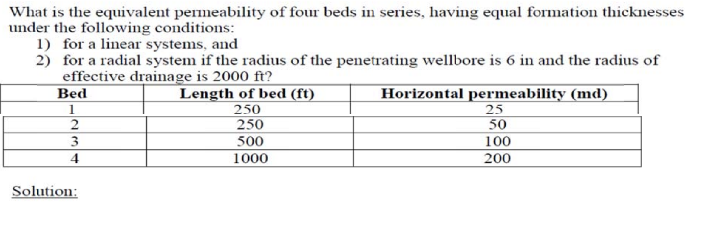 Solved What is the equivalent permeability of four beds in | Chegg.com