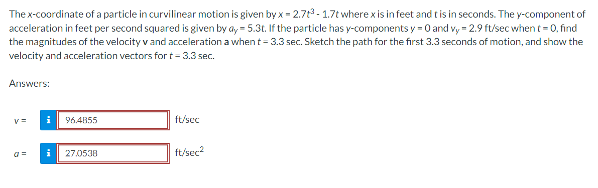 Solved The x-coordinate of a particle in curvilinear motion | Chegg.com