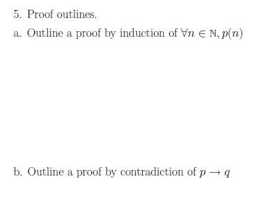 Solved 5. Proof outlines. a. Outline a proof by induction of | Chegg.com
