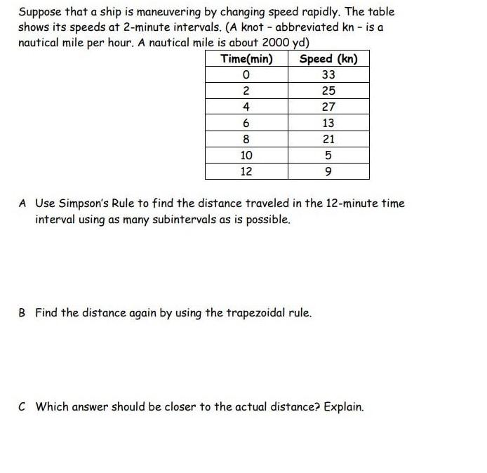 Solved Suppose that a ship is maneuvering by changing speed | Chegg.com