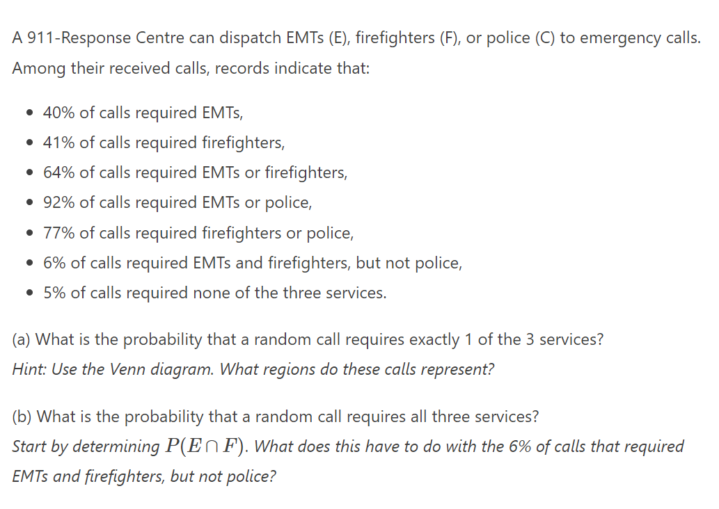 Solved A 911-Response Centre can dispatch EMTs (E), | Chegg.com