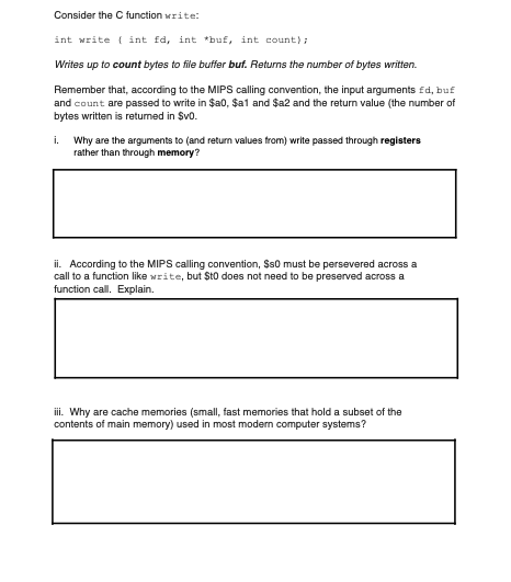 Solved Consider The C Function Write Int Write Int Fd 4467