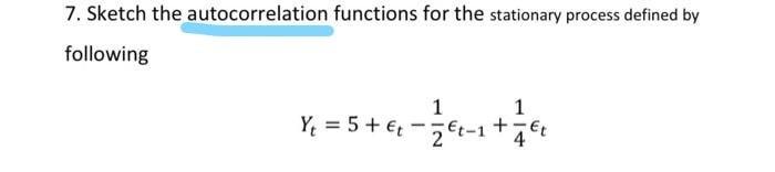 Solved 7. Sketch the autocorrelation functions for the | Chegg.com