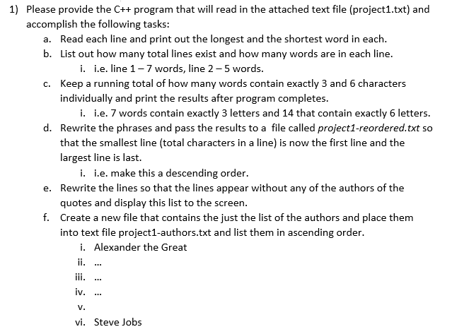 Solved 1) Please provide the C++ program that will read in | Chegg.com