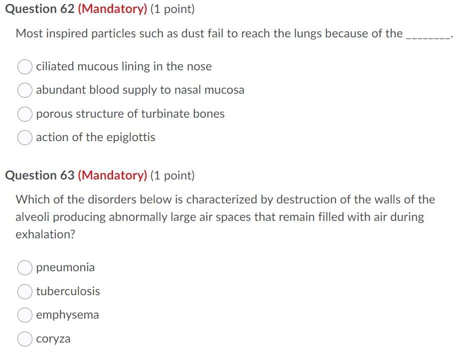 Solved Question 62 (Mandatory) (1 point) Most inspired | Chegg.com Solved Question 62 (Mandatory) (1 point) Most inspired | Chegg.com