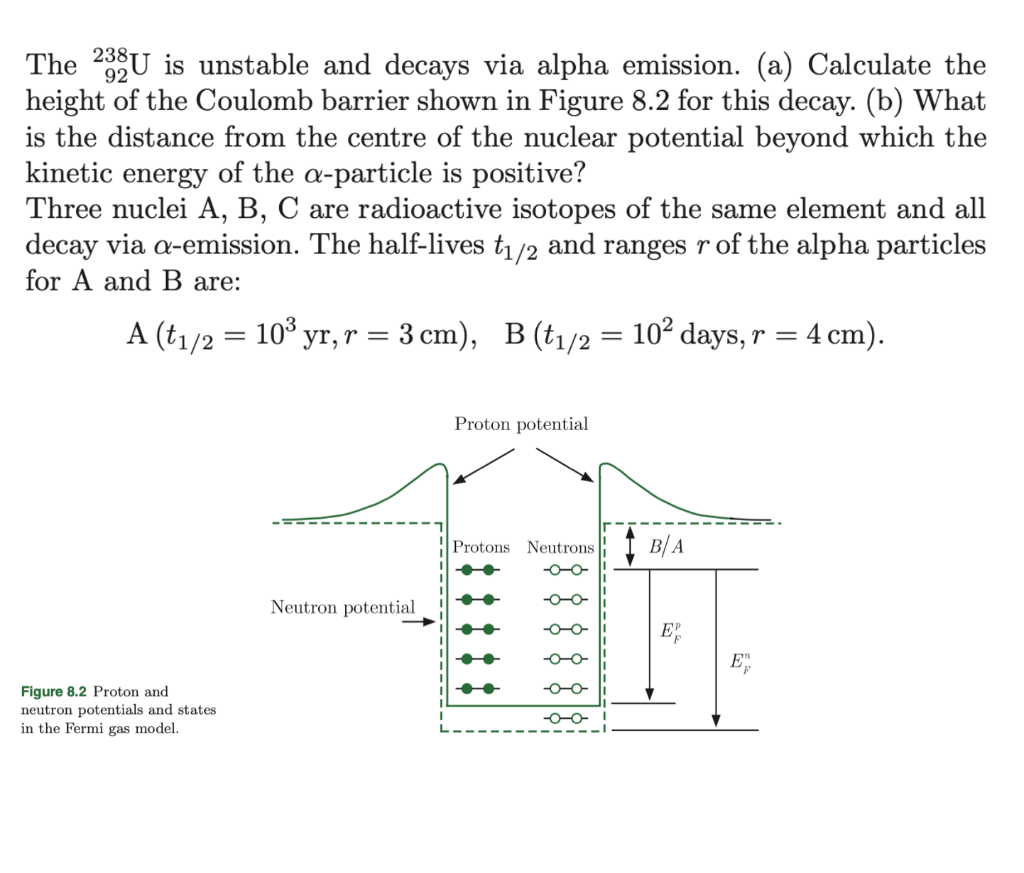 Solved The 92238U is unstable and decays via alpha emission. | Chegg.com