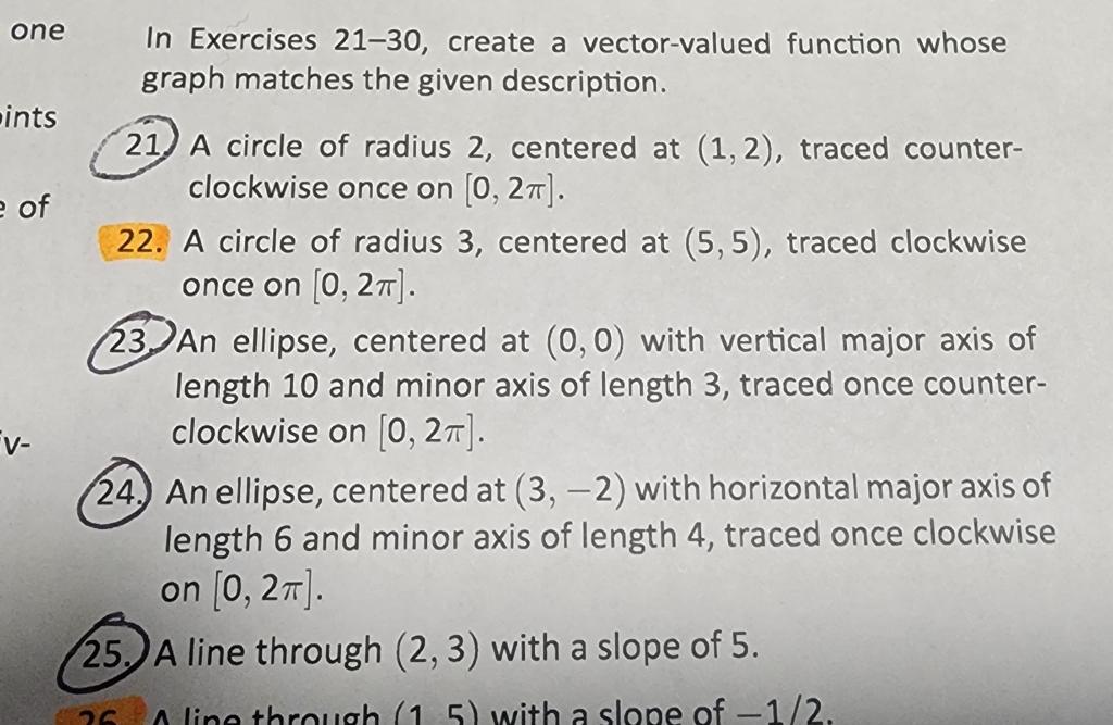 Solved In Exercises 21−30, create a vector-valued function | Chegg.com