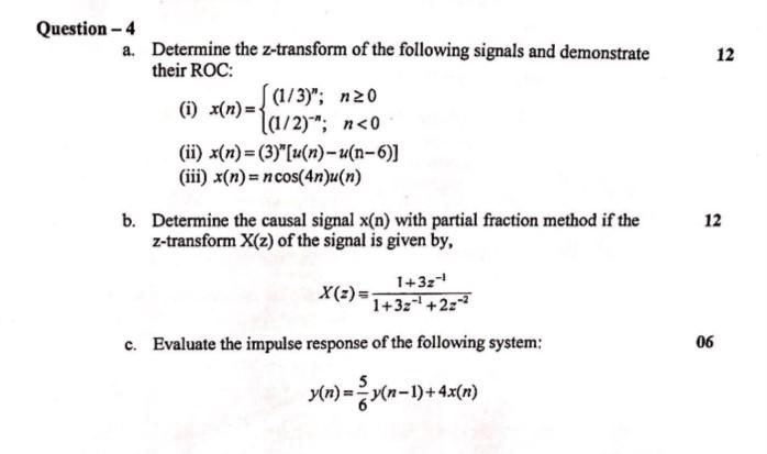Solved a. Determine the z-transform of the following signals | Chegg.com