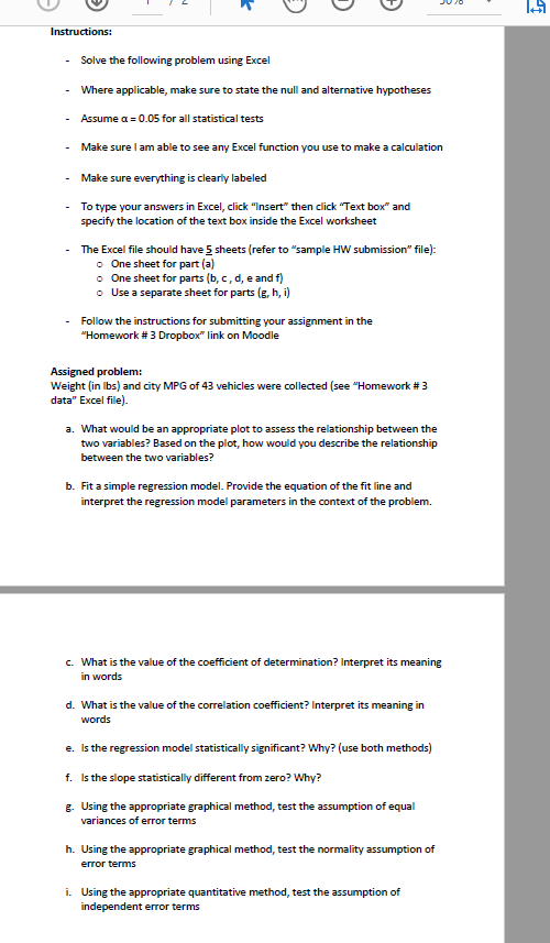 Solved Solve the following problem using Excel Where | Chegg.com