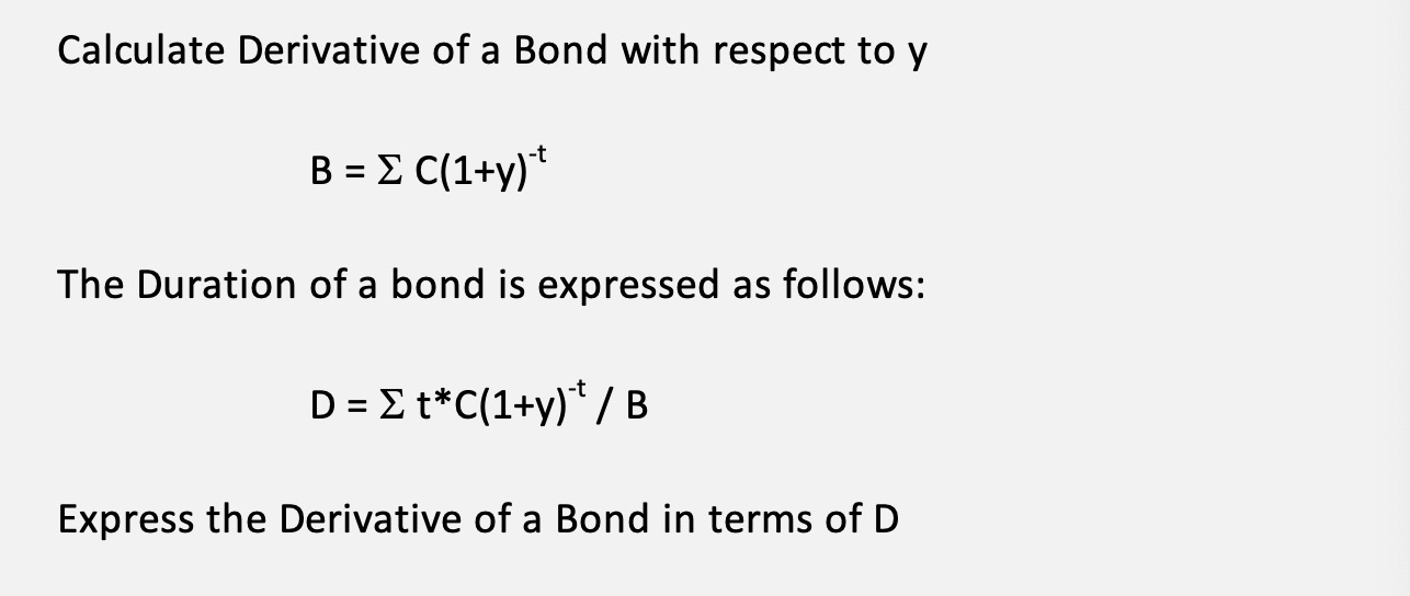 Calculate Derivative of a Bond with respect to y B-Σ | Chegg.com