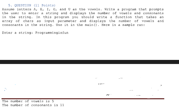 Solved 5. QUESTION (11 Points) Assume letters A, E, I, O, | Chegg.com
