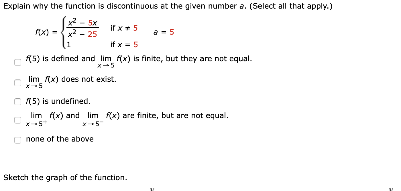 Solved Explain why the function is discontinuous at the | Chegg.com
