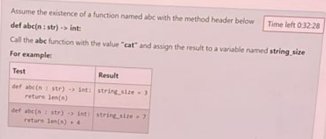 Solved Assume the existence of a function named abc with the | Chegg.com