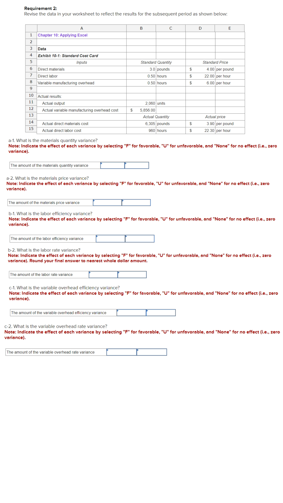 Solved Requirement 2:Revise the data in your worksheet to | Chegg.com
