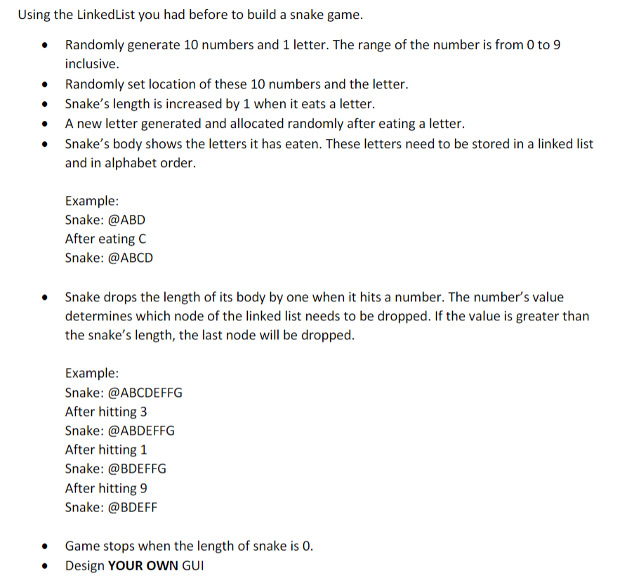 Solved Ising The LinkedList You Had Before To Build A Snake Chegg